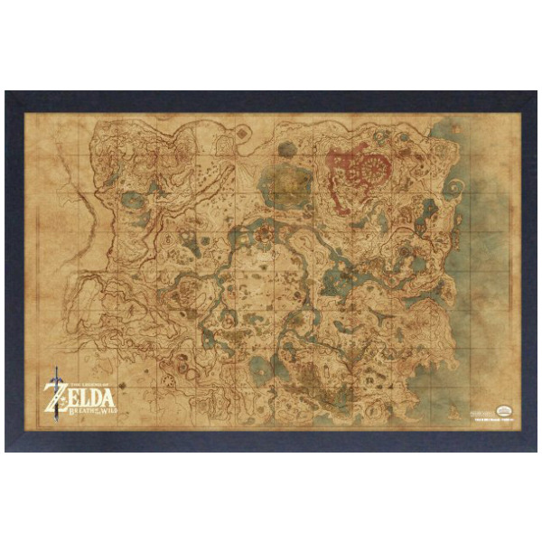 LOZ Breath of the Wild World Map 11" X 17" Framed Print [Pyramid ...