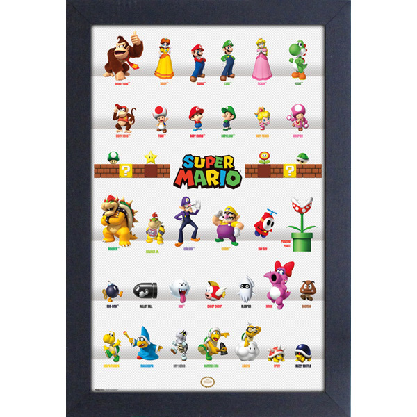 Super Mario Character Roster 11"X17" Framed Print [Pyramid America ...