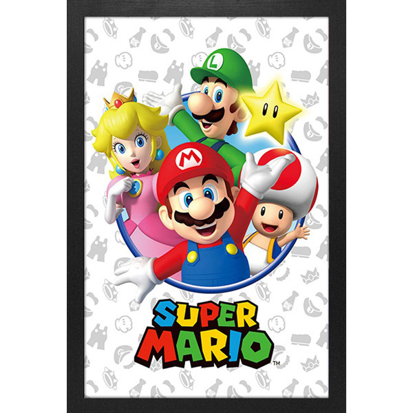 Super Mario Character Greeting 11" X 17" Framed Print [Pyramid America ...