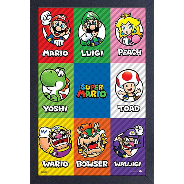 Super Mario Character Grid 11"X17" Framed Print [Pyramid America ...