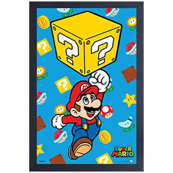 Super Mario Question Mark Block Jump 11"X17" Framed Print [Pyramid ...