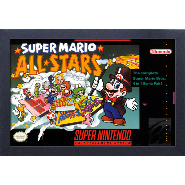 Super Mario All-Stars Game Cover Art 7"X 11" Framed Print [Pyramid ...