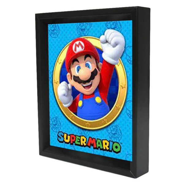 Super Mario Gold Circle Mario 3D Lenticular Shadowbox Art [Pyramid ...