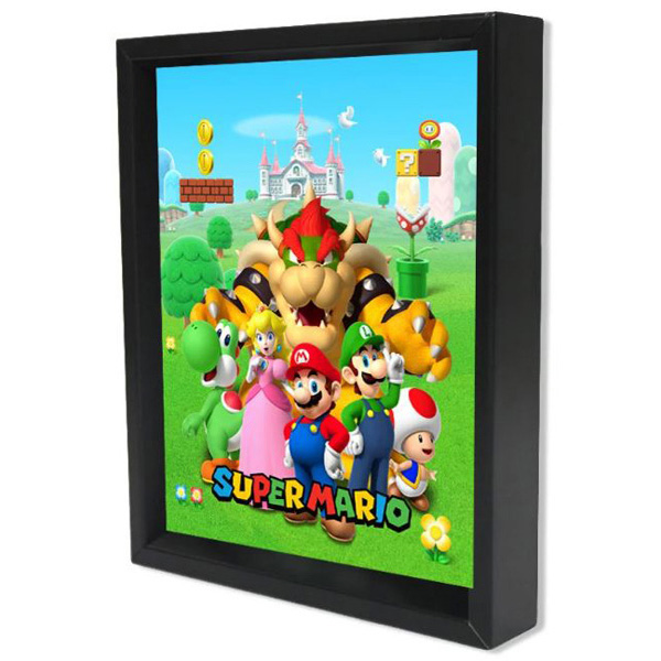 Super Mario Outdoor Group Mushroom Kingdom 3D Lenticular Shadowbox Art ...