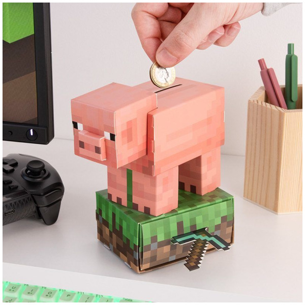 Minecraft Pig Build Your Own Money Box Kit - - PNP Games Online Store