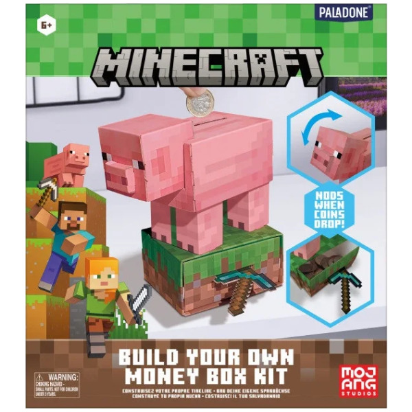 Minecraft Pig Build Your Own Money Box Kit - - PNP Games Online Store