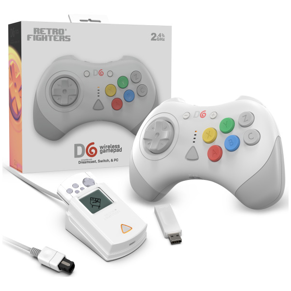 White D6 Dreamcast Wireless Controller for Dreamcast, Switch and PC ...