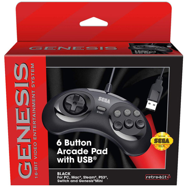 Genesis Black 6 Button USB Arcade Pad Controller [Retro-Bit] - - PNP ...