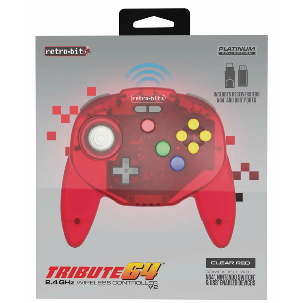 Clear Red V2 Tribute 64 N64/NSWitch/USB Wireless Controller - - PNP ...