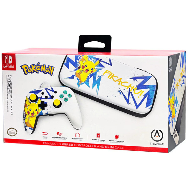 Pikachu High Volt Enhanced Wired Controller and Slim Case Bundle ...