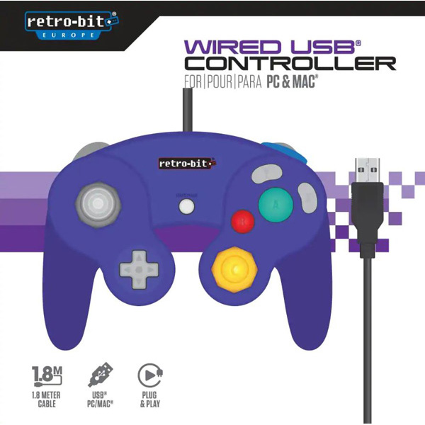 Purple GameCube Wired PC & Mac USB Controller [Retro-Bit Europe ...