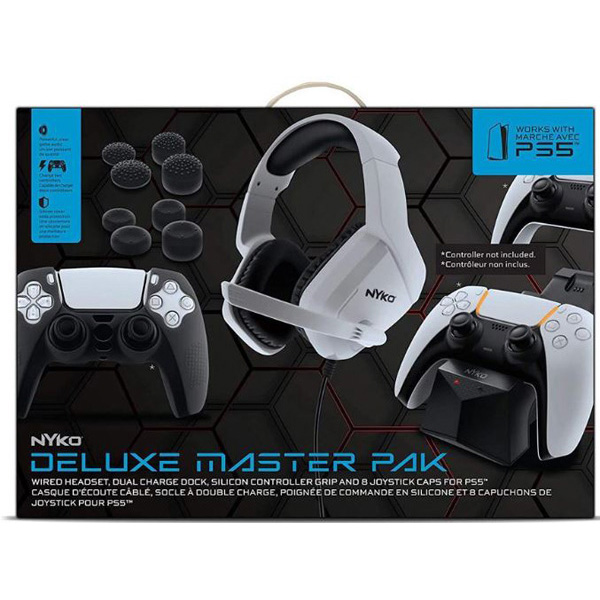 Deluxe Master Pak PS5 Accesories Set (Charge Dock,Headset,Grip Covers ...