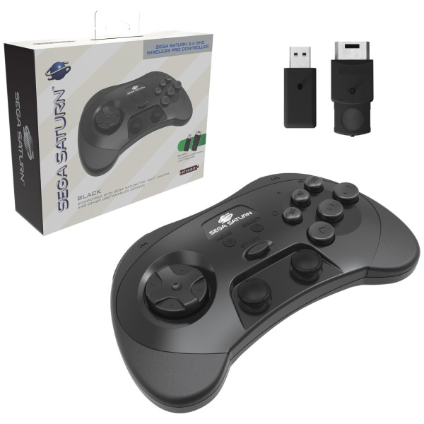 Black 2.4 GHz Wireless Pro Analog Sega Saturn Controller for Saturn ...