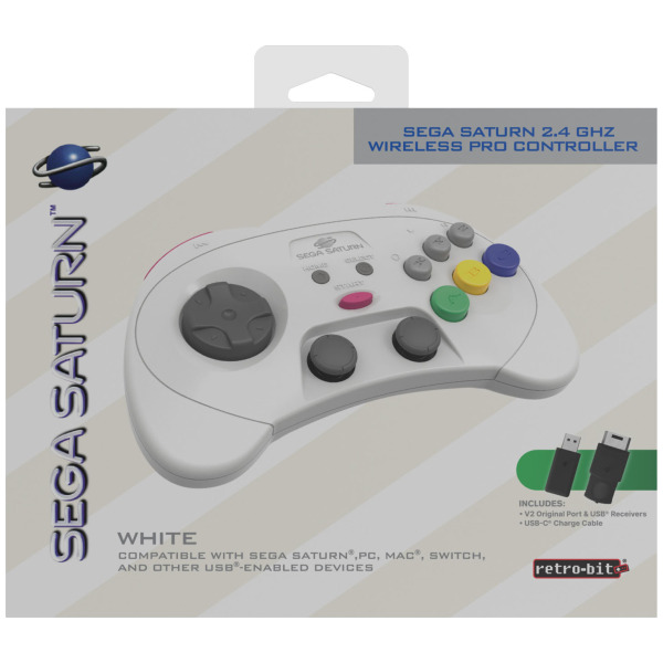 White 2.4 GHz Wireless Pro Analog Sega Saturn Controller for Saturn ...