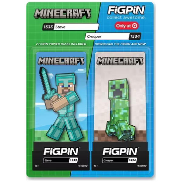 Minecraft - Creeper & Steve Figpin 2 Pack - - PNP Games Online Store
