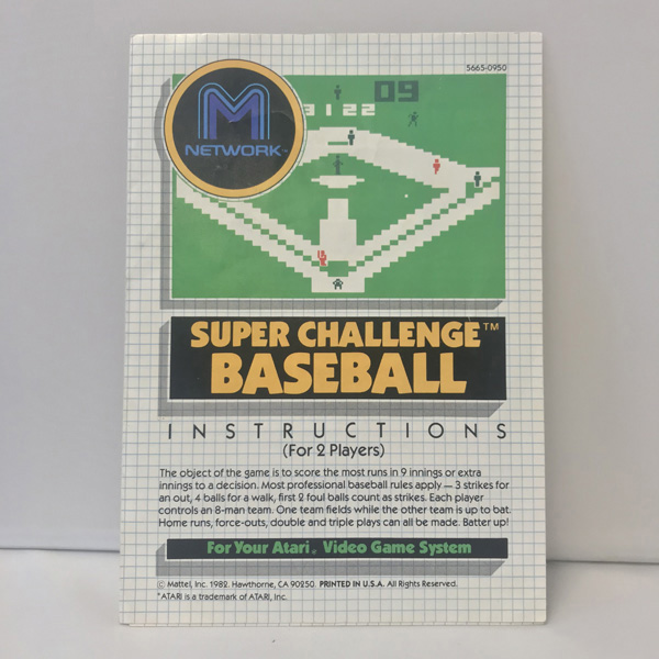Super Challenge Baseball Manual - - PNP Games Online Store